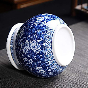 HUANG Ancient Chinese Style Creative Blue and White Ceramic Jar with Lid