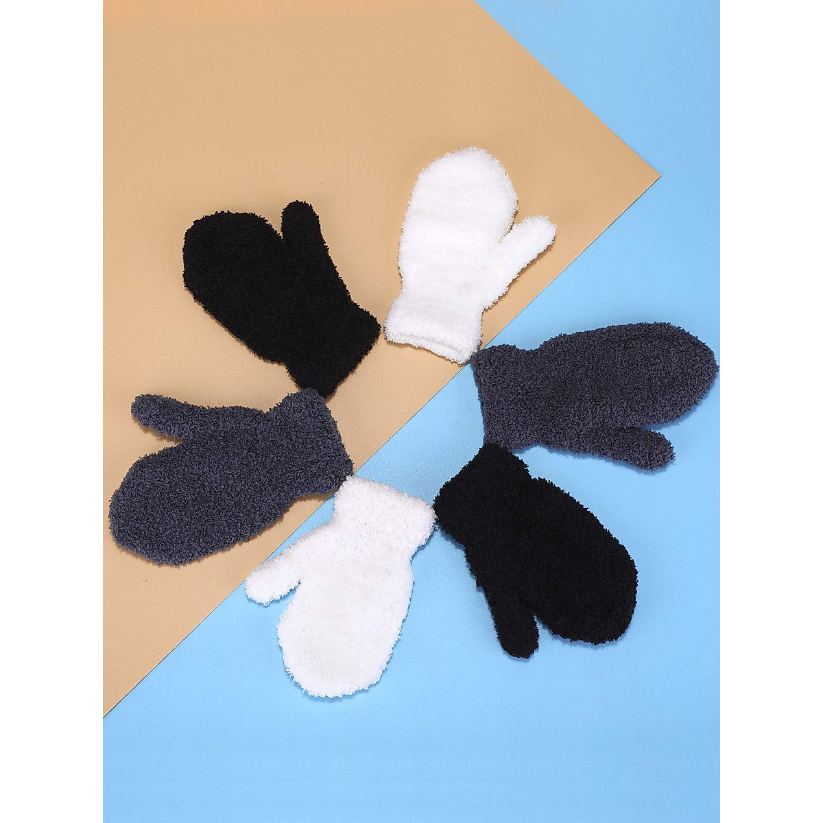 SATINIOR 3 Pairs Toddler Magic Stretch Mittens Little Girls Soft Knit Mitten Baby Boys Winter Knitted Gloves