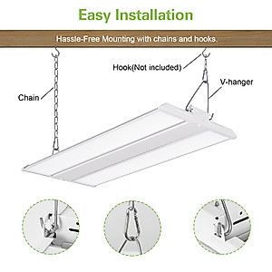 Hykolity 2FT LED Linear High Bay Shop Light, 150W LED Shop Light, 19500lm 130LM/W, 100-277V, 0-10V Dim, 5000K Daylight Linear Hanging Light for Warehouse Workshops, UL, 2 Pack