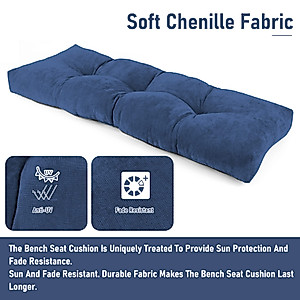 ROFIELTY Bench Cushion 36 inch, Non Slip Thickened Piano Bench Cushion, Durable Outdoor/Indoor Bench Seat Pads (36x14x4 inch, [ Indoor ] Dark Blue)