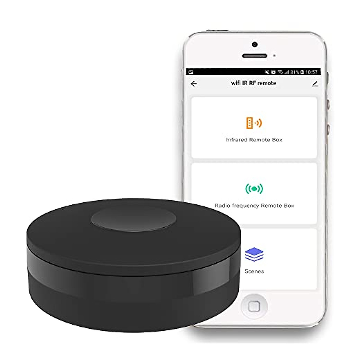 Smart IR RF Universal Remote: Infrared WiFi Remote Controller, IR/RF Smart Home Hub, IR Emitter and RF Blaster for Fan AC TV DVD, Tuya/Smart Life App Control, Compatible with Alexa Google Assistant