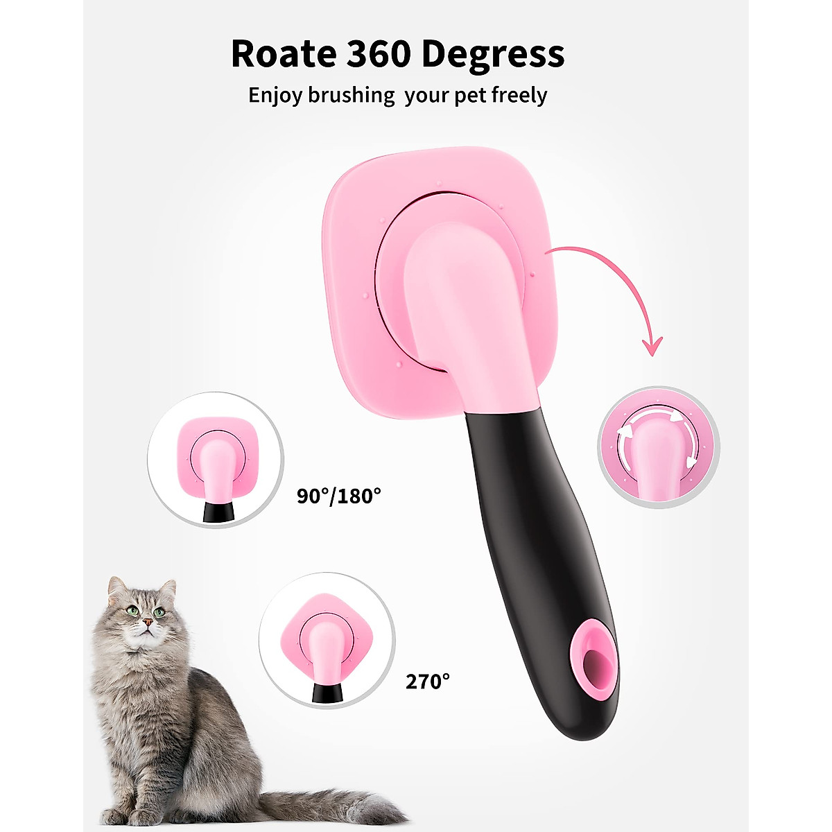 Glendan Dog Brush & Cat Brush- Slicker Pet Grooming Brush- Shedding Grooming Tools(Pink)