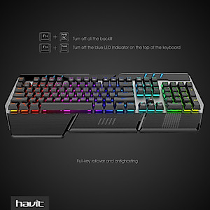 HAVIT RGB Backlit Wired Membrane Gaming Keyboard, Mechanical-Similar Typing/Gaming Experience (Black)