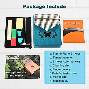 Lemfema Kalimba 21 Keys, Portable Kalimba Thumb Piano, Finger Piano Kalimba 21 Keys, Thumb Piano for Kids and Adults Beginners(Blue)