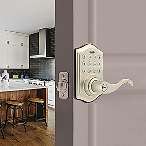 Honeywell Safes & Door Locks - Keyless Entry Lever Door Lock Handle with Electronic Keypad - Easy to Install for Front Door Lock with Code - 50 User Pin Codes - Satin Nickel, 6.5 x 8.8 x 9 in, 8734301