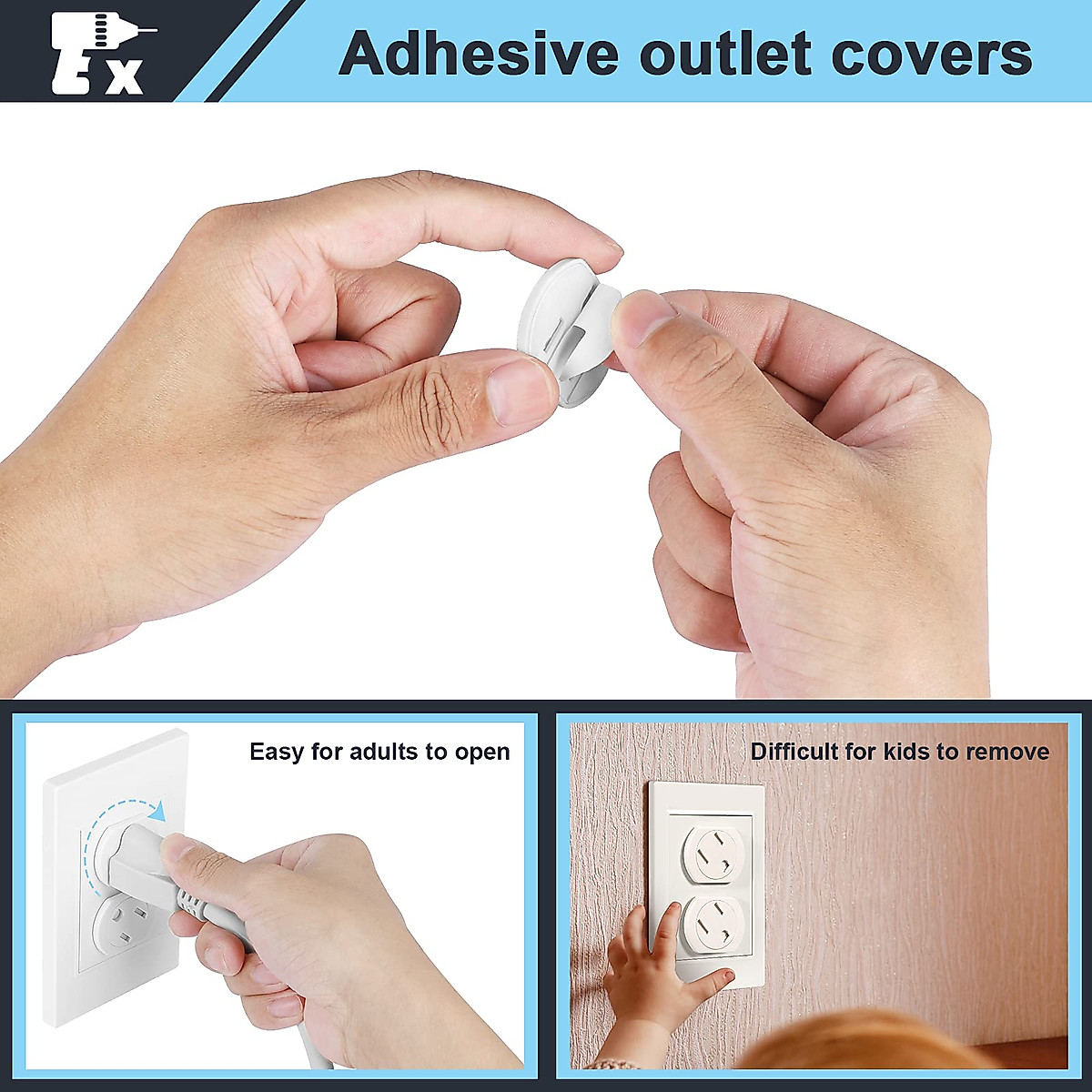 Outlet Covers Child Proof (25 Pack) Self-Closing Outlet Plug Covers Adhesive Design Baby Proof Socket Cover for Outlet Safety Electrical Outlet Protectors