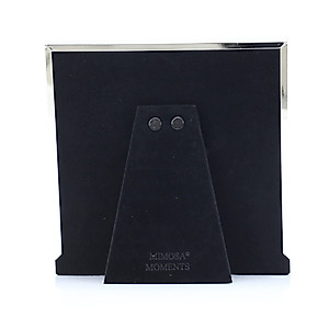 MIMOSA MOMENTS Bear and Pram Silver-tone Metal Baby Girl Picture Frame with Birth Details Tag (4x6 horizontal, Silver-tone & Pink)