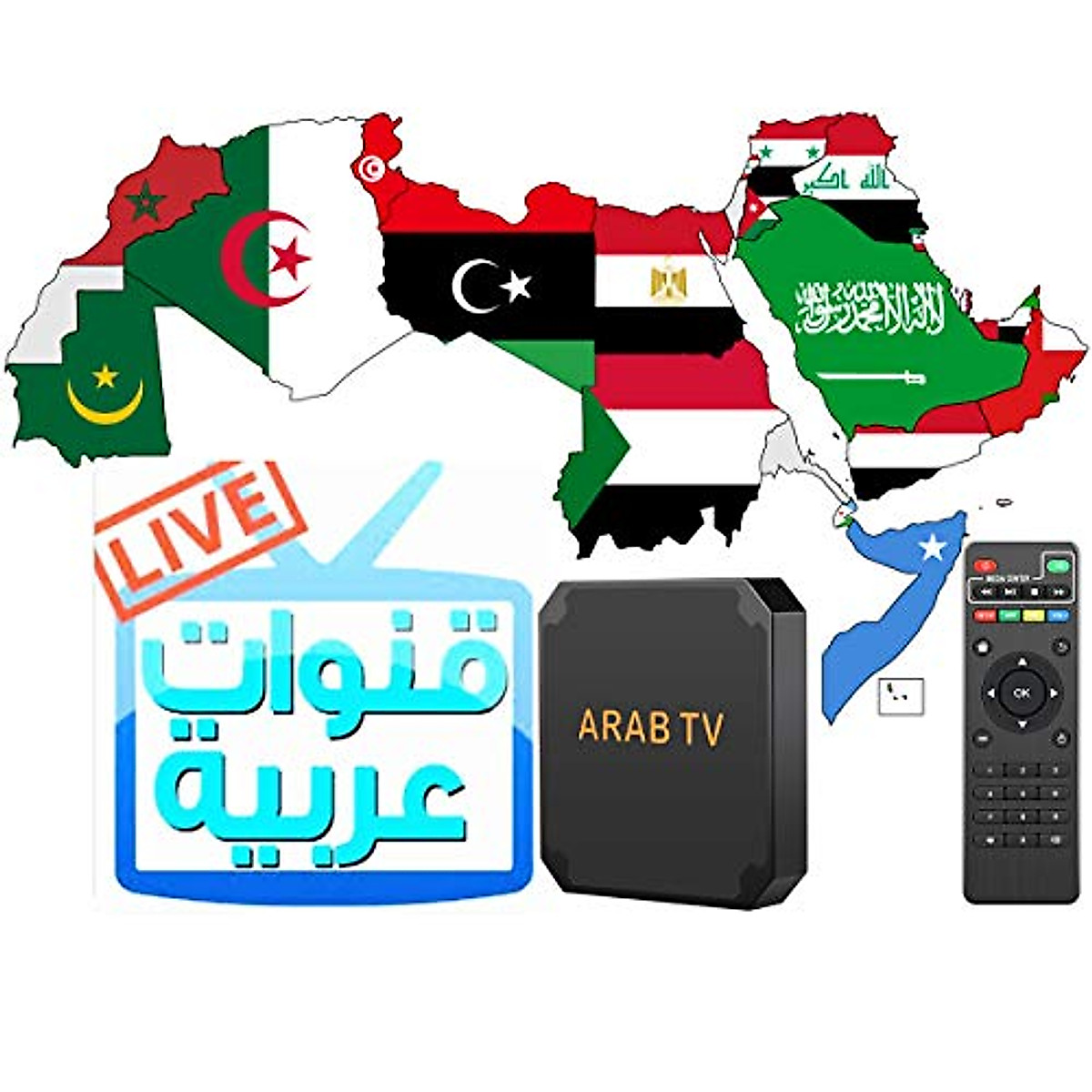 BOMIX 2023 Arabic TV Box Arab TV Most Updated Features with Most On-Demand Arabic Shows and Movies, Bluetooth/Wi-Fi, Portable with 64bit ARM Corter-A58
