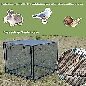 Square 4'x4' Netting Cover 3.3FT Tall Crop Cage Pest Guard Cover for Vegetables Fruits Durable Plant Garden Net with 4 Stakes