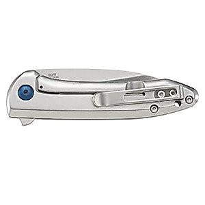 CRKT Delineation EDC Folding Pocket Knife: Assisted Opening Everyday Carry, Frame Lock, Stainless Steel Handle with Deep Carry Pocket Clip 5385,Silver