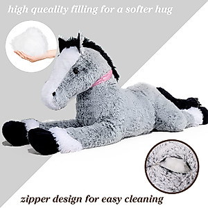 Tezituor 35 Inch Horse Stuffed Animals, Large Stuffed Horse Plush Pillow, Soft Gray Pony Plush Toy for Boys Girls