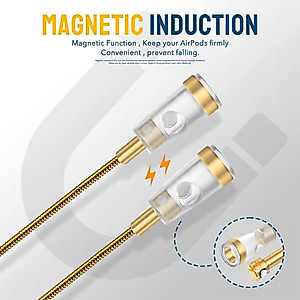 Lawonda AirPod Carrying Straps, Gifts for Mom, Magnetic Wireless Bluetooth AirPods Holder Anti-Lost Neck Connector Strap Holder Stainless Steel Necklace Chain String for Airpods 1/2 Pro 2 Gold