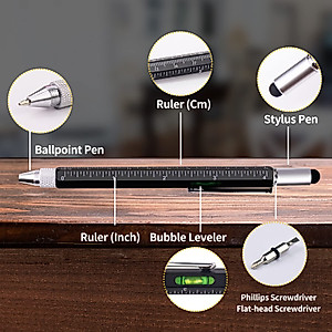 7 in 1 Multitool Pen, Multitool Tech Tool Pen for Men, Aluminum Construction Tools Gadget Stocking Stuffers Gifts for Dad Husband Father - Silver