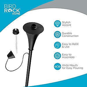 BIRDROCK HOME Outdoor Torches - Durable Construction, Modern Design, Weather Resistant, Citronella Oil Compatible, Ideal for Backyards, Patios, Pathways - Fiji Black, 2 Pack