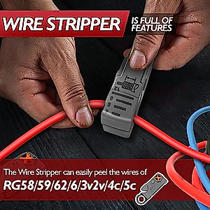 Coax Cable Crimper, Coaxial Compression Tool Kit Wire Stripper with F RG6 RG59 Connectors