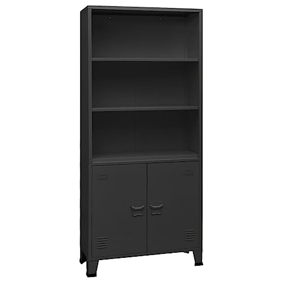 YUUIKLLE Industrial Bookshelf ，Standing Bookcase ，Open Bookshelf ，Bookcase Storage Rack，Suitable for Balcony, Study, Teaching Building, 31.5"x12.6"x70.9" ，Anthracite，Steel