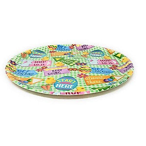 Ja'cor Round Easter Serving Platter 13.5" Large Melamine Platters Trays Reusable Plastic Plates for Parties Entertaining, BPA Free Decorative Easter Eggs Design Kichen Dinnerware