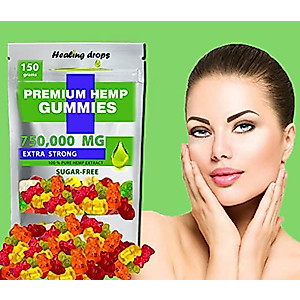 Hemp Gummies 750,000mg Premium Organic Sugar-Free Natural Health Support High Potency Rich in Vitamins B E C D Omega 3 6 9 Super Gummy Bears