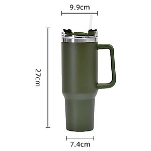 FAMKX 40oz Insulated Travel Mug Tumbler With Handle And Straw,Stainless Steel Double wall Vacuum Thermos Cup Keep Drink Cold and Hot (Black)