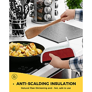 5Pack Pot Holders Cotton Heat Resistant Oven Hot Pads, American Juneteenth Potholder Machine Washable Cloth Potholders for Daily Kitchen Baking and Cooking with Hanging Loops - Red Black Green Stripe