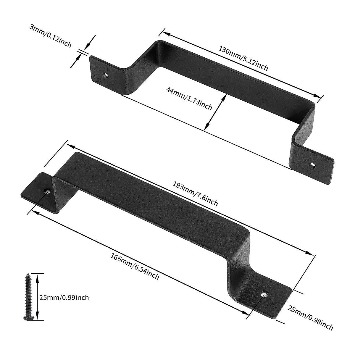 gaizda Barn Door Handle Black Steel Hardware，for Sliding Door Fence Door Wardrobe Drawer Garage Warehouse, Rustic Style (2pcs)