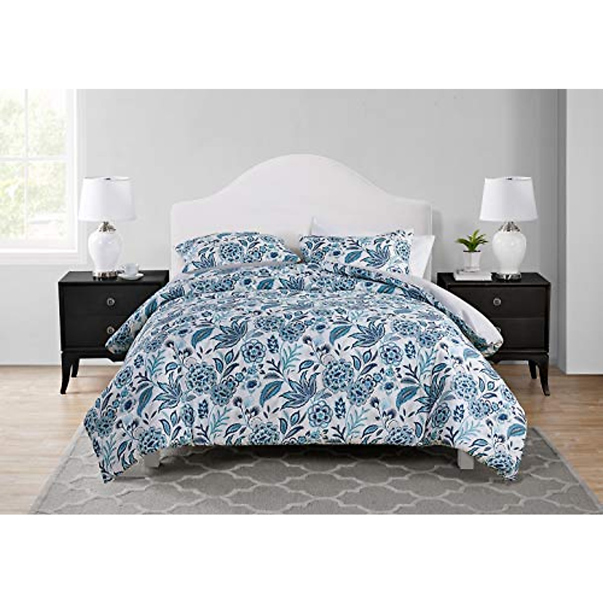 Tahari Home - Full Comforter Set, 3-Piece Bedding with Matching Shams, Stylish Home Decor (Val Blue, Full/Queen)