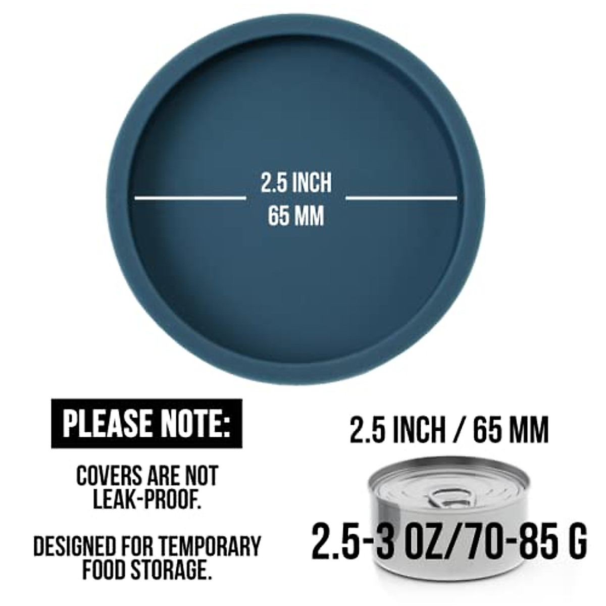 OHMO - 2 Pack Cat Food Can Lids, Small (3 oz) Silicone Can Covers for Pet Food Cans 2.5 oz Cat Food Cans, Dark Blue