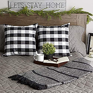 DII 100% Cotton Buffalo Check Pillow Cover Set, Black, 20x20, 2 Piece