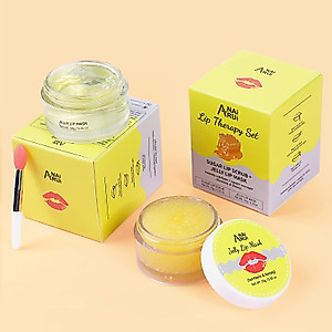 ANAIRUI Lip Therapy Set - Lip Care Kit - Includes Sugar Lip Scrub & Jelly Lip Sleep Mask, Lips Balm & Moisturizer, Dark Lip Care, Moisturizing for Fuller, Softer Lips (Turmeric & Honey)