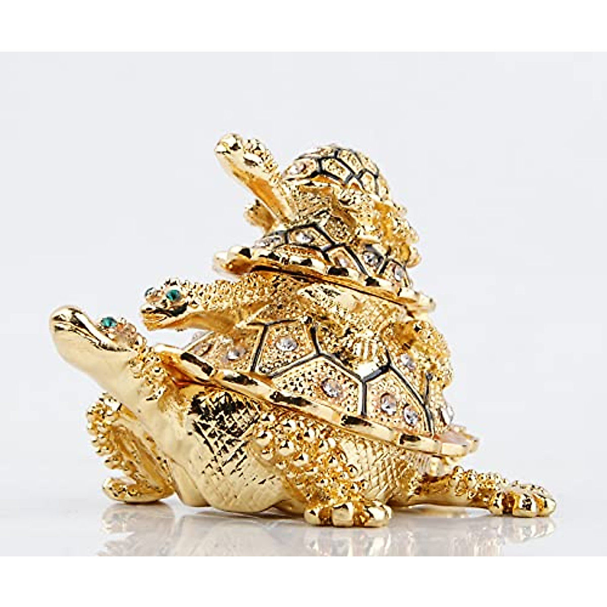 SEVENBEES Golden Sea Turtles Figurines Jewerly Trinket Boxes Hinged for Home Decor
