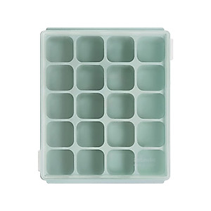 PETINUBE Silicone Freezer Tray, Baby Food Storage Cubes with Clip-On Lid, Freeze Baby Food, Soups, Purees, Ice, Easy and Safe Design, Made in Korea (20, Ocean Blue)