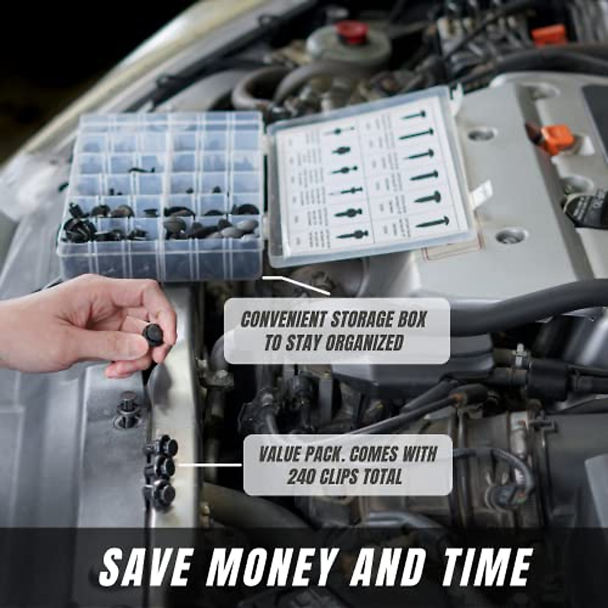 Sunplustrade 240 Pcs Bumper Clips Car Clips Plastic Rivets Fasteners Push Retainer Kit Most Popular Sizes Auto Push Pin Rivets Set for GM Ford Toyota Honda Chrysler