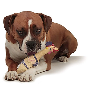 Outward Hound by Charming Pet Squawkers Grandma Hippie Chick Latex Rubber Chicken Interactive Dog Toy, Large