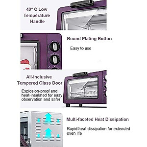 Mini Oven,Convection Countertop Toaster Oven Small Electric Oven Household Baking Small Oven 15 Liter Electric Oven Three-Layer Card Design Purple Useful (Purple)