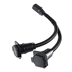 Oyviny 7 Way Y Splitter Trailer Adapter for Pulling Slide in Camper and Trailer, 7 Way Female to Dual 7 Way Male Trailer Connector 20.5 Inches