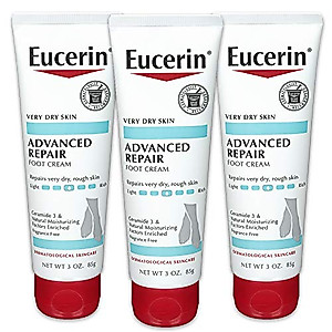 Eucerin Advanced Repair Foot Cream - Fragrance Free, Foot Lotion for Very Dry Skin - 3 oz. Tube (Pack of 3)