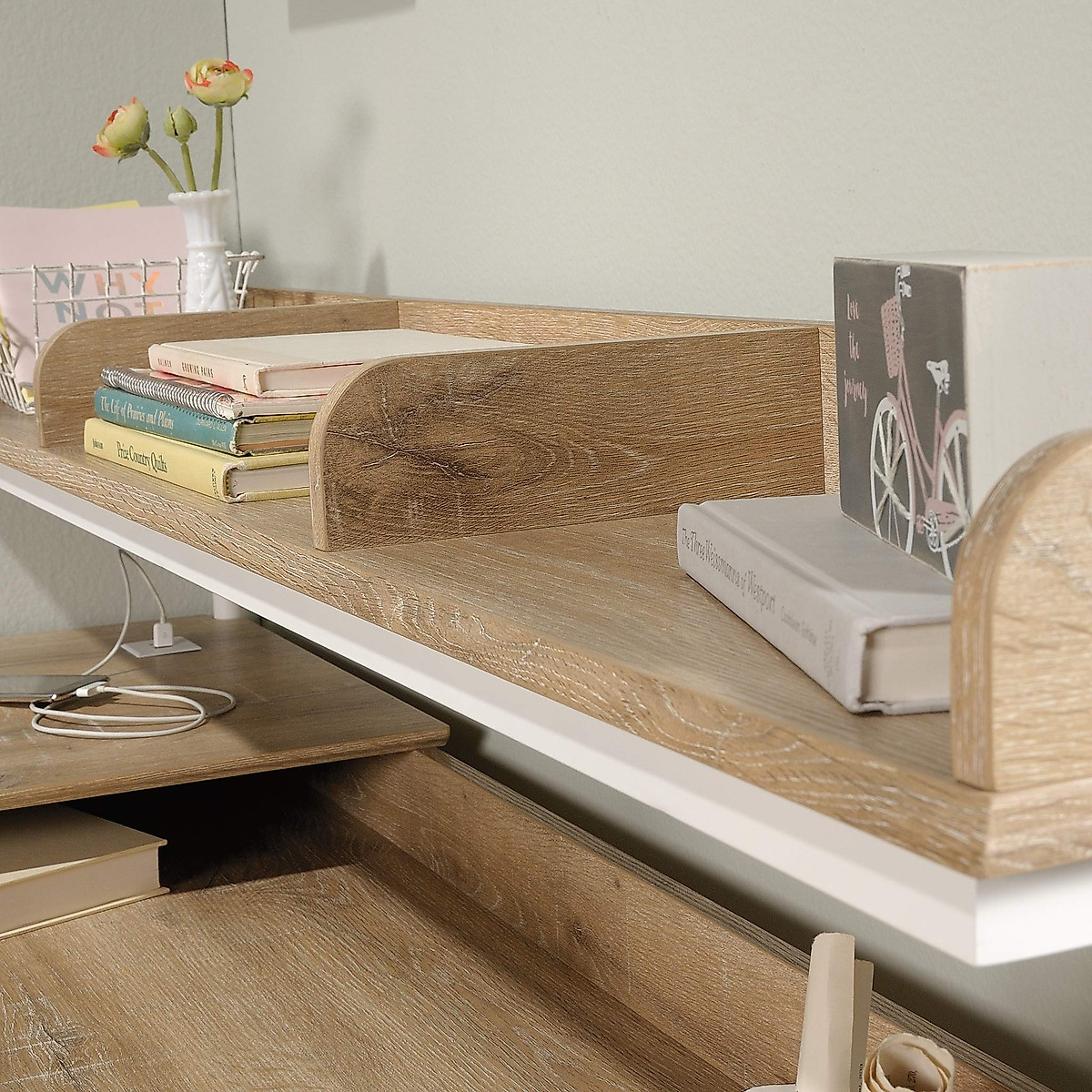 Sauder Canal Street L-Shaped Desk, Coastal Oak finish