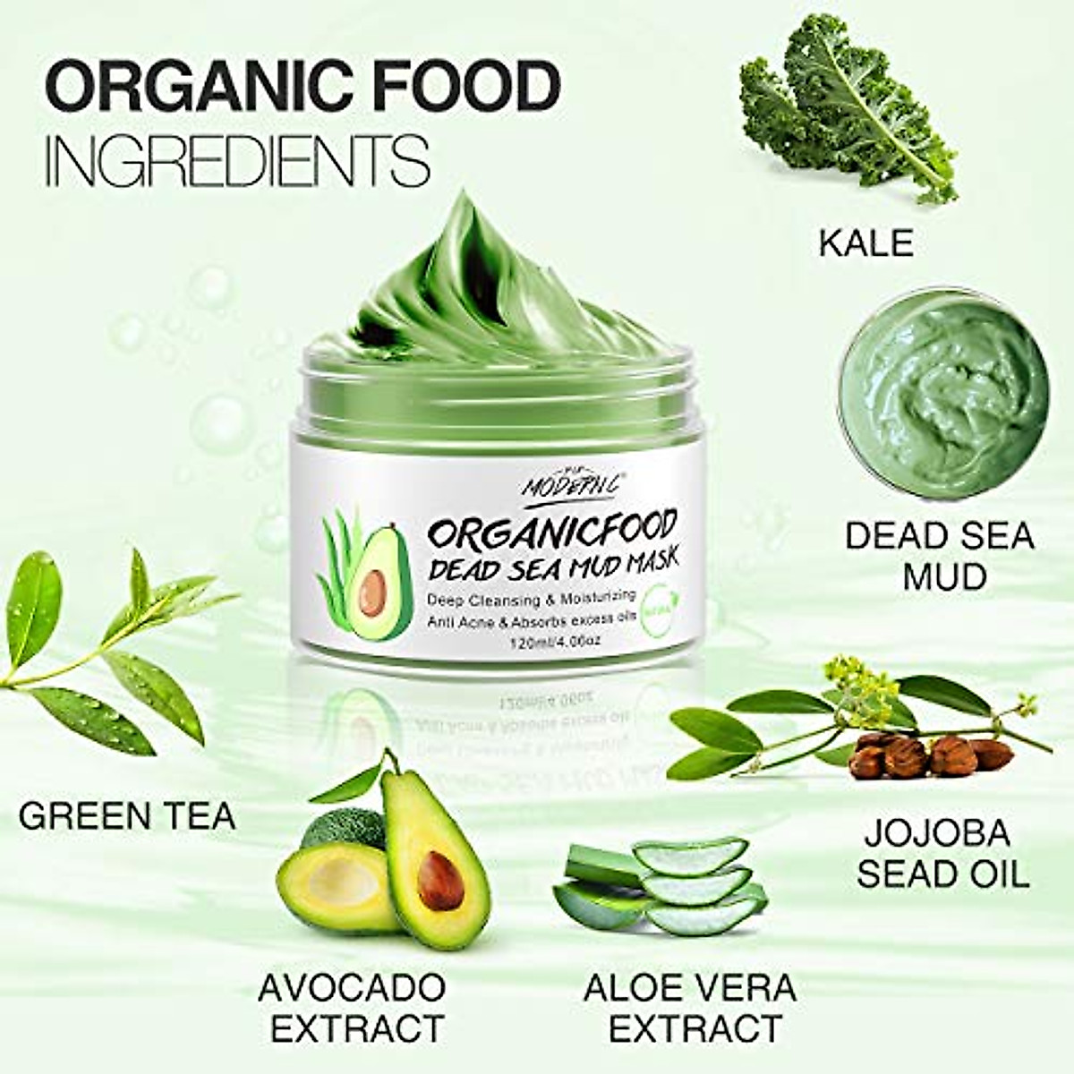 Clay Mask Avocado Dead sea Mud Stick Mask Natural Organic Green Tea Mud Mask Deep Cleansing Blackhead Removal Face Mask Nourishing Hydration Facial Mask With Blackhead Remover Extractor Tools (White)