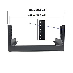JINGCHENGMEI 4U Desktop Server Rack 19 inches Open Frame Rack- 2 Post Free-Standing Rack Switch Depth for Patch Panel, Data, AV, IT,Studio or Computer Equipment (JCM-DT4URack)
