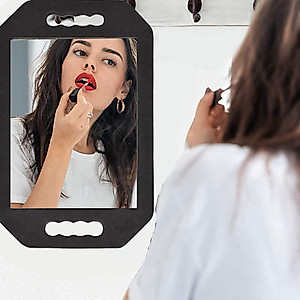HREW Handle Mirror – Large Hand Mirror with Double Handle - Rectangular Hand Held Mirror with Handle - Lightweight Hair Salon Equipment Hairstylist and Barber Accessories (1Pcs Rectangle)