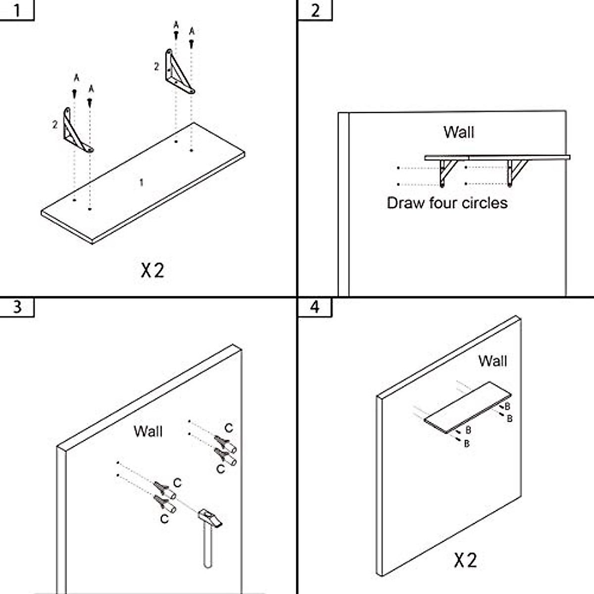Coral Flower Utility Wall Mounted Floating Shelves, Set of 2, Display Ledge, Storage Rack for Room/Kitchen/Office，Rustic Brown