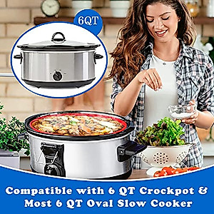 Silicone Slow Cooker Liners fit for 6-7 QT Crockpot, Silicone Slow Cooker Divider Liner, Reusable/BPA Free/Leakproof/Slow Cooker Accessories Cooking Liner for 6-7 Quart Pot - Red