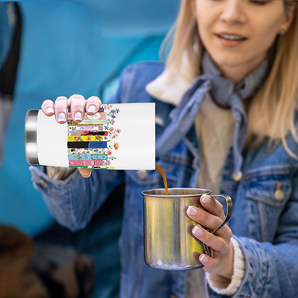 Stainless Steel Tumbler, Coffee Mug with Lid, 20 oz Thermal Cup Insulated Water Glasses, Book Accessories for Book Lovers, Librarian Gifts for Women Girls Bookworm