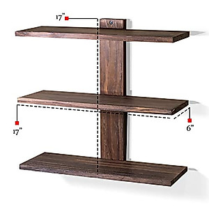 Rustic State Passi Wall Mount 3 Tier Adjustable Floating Shelves Solid Wood with Bracket - Picture Ledge Photo Frame Display for Living Room Office Kitchen Bedroom Bathroom Farmhouse Décor