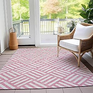 Addison Rugs Chantille ACN620 Pink 9' x 12' Indoor Outdoor Area Rug, Easy Clean, Machine Washable, Non Shedding, Bedroom, Living Room, Dining Room, Kitchen, Patio Rug
