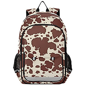 ALAZA Cow Leather Skin Brown Backpack Cycling, Running, Walking, Jogging