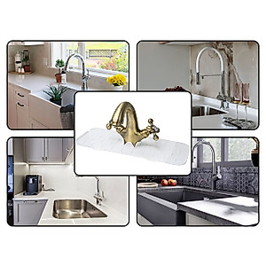 2 Pcs White Silicone Faucet Handle Drip Catcher Tray - Drip Catcher for Sink Faucet – Kitchen Faucet Drip Mat - Sink Faucet Splash Guard - Faucet Pad - Counter Faucet Mat - Silicone Sink Protector.