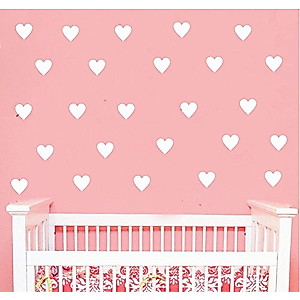 Set of 96 Pieces 2" Heart Wall Decor Sticker DIY Children's Wall Decor Decals Removable Vinyl Kids Room Baby Boys Grils Bedroom Wall Sticker YYU-19 (White)