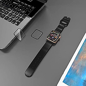 EWUONU [2 Pack Tempered Glass Screen Protector Compatible for Apple Watch Series 6/SE/5/4 44mm, 3D Full Coverage [Easy Installation Frame] Waterproof Bubble-Free HD Clear Film for iWatch 44mm