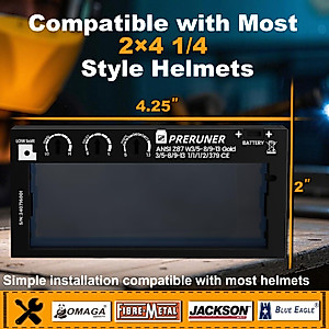 HD Shade 5-13 2x4 1/4 Auto Darkening Welding Lens, Adjustable HD Welding Lens 2x4 with True Color Blue Technology, 2x4 Welding Lens Replacement for Standard Welding Hoods and Welding Helmets